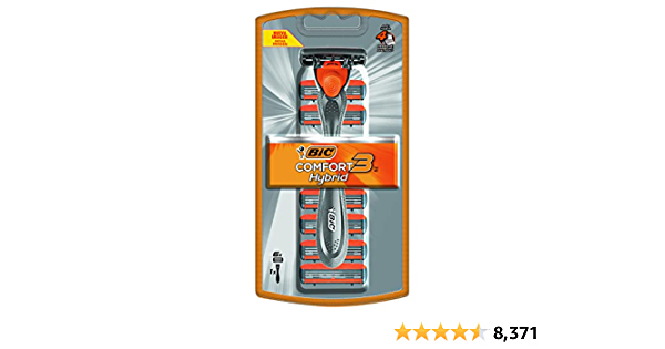 BIC Comfort 3 Hybrid Men's Disposable Razor, 3 Blades, 6 Cartridges and ...