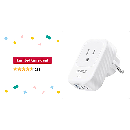 Anker European Travel Plug Adapter, 15W USB-C Power Plug, Fits Type E/F ...