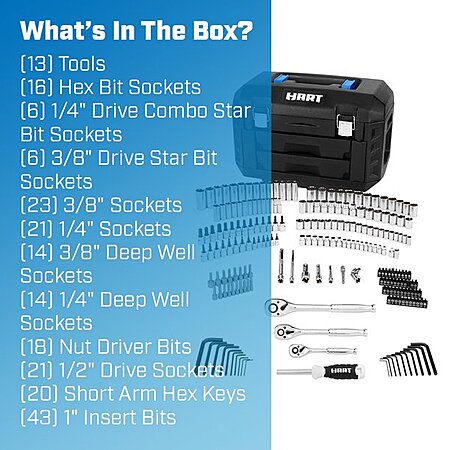 Walmart has HART 215-Piece Mechanics Tool Set, Chrome Finish $98 - 2021 ...