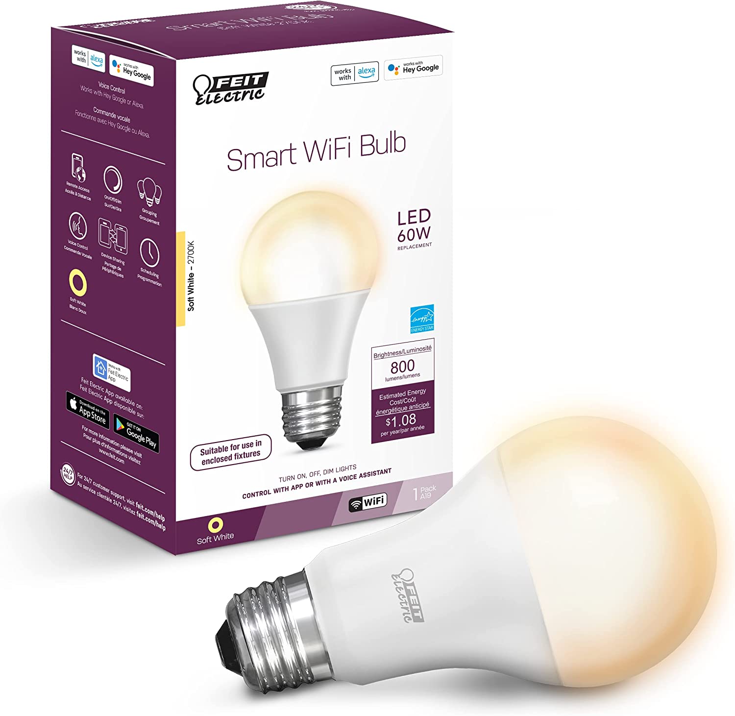 Feit Electric Dimmable Smart Wi-Fi Bulbs: BR30 2700K (Soft White) $3.95 ...