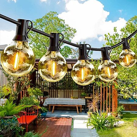 2-Pack 27' Lalapao Waterproof Outdoor Hanging String Lights w/ 28 LED ...
