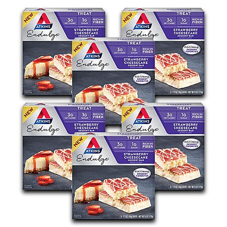 Atkins: 30-Count Endulge Treat Strawberry Cheesecake Dessert Bar - 2022 ...