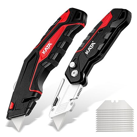 2-Pack KATA Heavy Duty Retractable & Folding Utility Knife Set w/ 10 ...