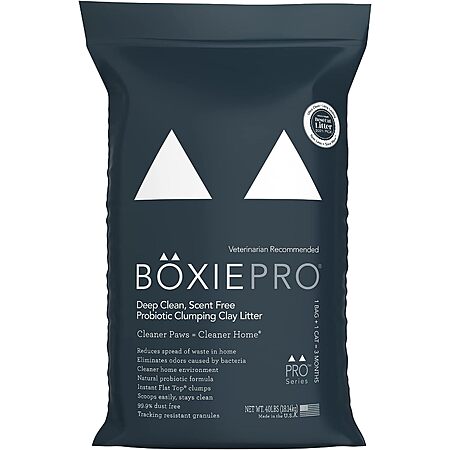 40-lbs BoxiePro Deep Clean Clumping Cat Litter (Scent Free, Probiotic ...