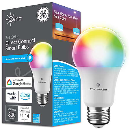 GE CYNC A19 Color Changing Smart LED Light Bulb $6.95 + Free S&H w ...