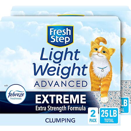 25-lbs (2x 12.5-lbs) Fresh Step Light Weight Clumping Cat Litter ...