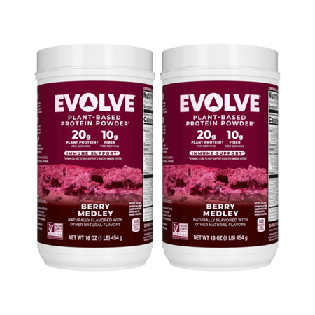 2-Pack 1-lb Evolve Plant Based 20g Protein Powder (Berry Medley) $15 ...