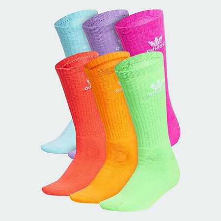 6-Pairs adidas Men's Trefoil Crew Socks (Bright Red / Light Aqua / Pop ...
