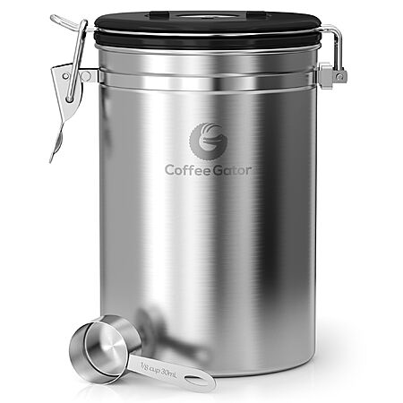 16-oz Coffee Gator Stainless Steel Coffee Canister (Silver) - 2024-09-19