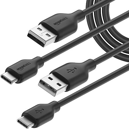 2-Pack 6' Amazon Basics USB-C to USB-A 2.0 Charging Cable (Black) $3 ...