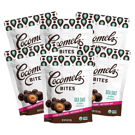 6-Pack 3.5-Oz Cocomels Organic Chocolate-Covered Coconut Bites (Sea ...