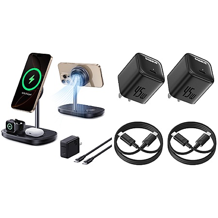Baseus 3-in-1 Qi2 Certified Wireless MagSafe Charging Stand + 2-Pack ...
