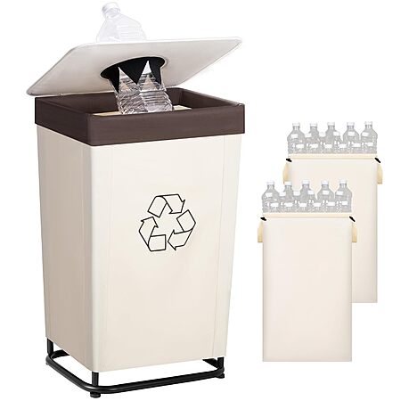 29-Gal StorageWorks Steel Frame Recycling Bin w/ Lid & 2-Ct Washable ...