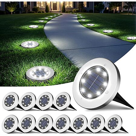 Prime: 12-Pack INCX 4.6" Solar LED Pathway Lights (Cold White) $14.24 ...