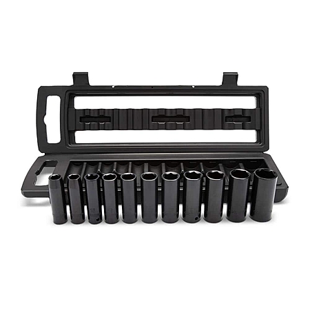 Husky 1/2 in. Drive Metric 6-Point Impact Socket Set with Storage Case ...