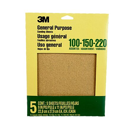 5-Sheet 3M Multi-Purpose Abrasive Aluminum Oxide Sandpaper (Assorted ...
