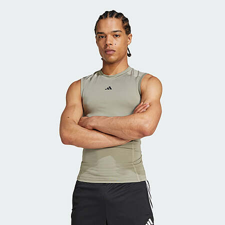 adidas Men's Techfit Compression Training Sleeve Tee (Silver Pebble) $9 ...