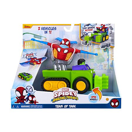 Jazwares Marvel Spidey and His Amazing Friends Team Up Tank w/ 6" Hulk ...