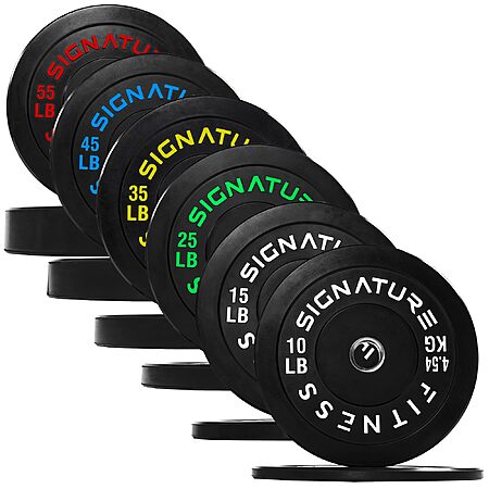 370-Lbs Fitvids Olympic Bumper Plates Set, 2" Weight Plates (2x 10/15 ...