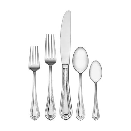 65-Piece Mikasa Regent Bead 18/10 Stainless Steel Silverware Flatware ...