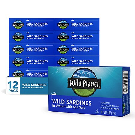 Prime: Wild Planet Wild Sardines in Water with Sea Salt, Tinned Fish, Non-GMO, Sustainable 4.4 ...