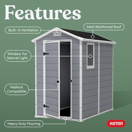 $373*: 4' x 6' Keter Manor Resin Storage Shed (Gray/White) at Amazon