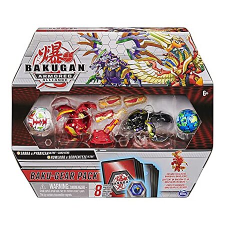 Bakugan Baku-Gear 4-Pack, Fused Sabra x Pyravian Ultra with Baku-Gear ...