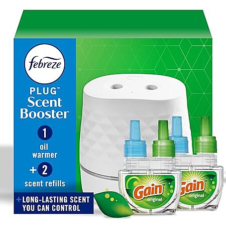 Febreze Plug Scent Booster Air Freshener Starter Kit (Oil Warmer + 2 ...
