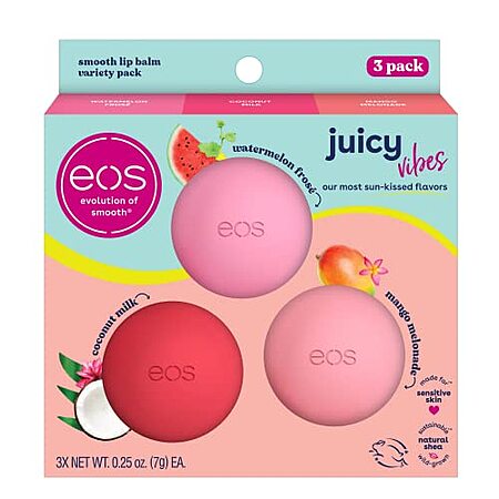 3-Pack eos Juicy Vibes Lip Balm Variety Pack (Watermelon, Mango ...