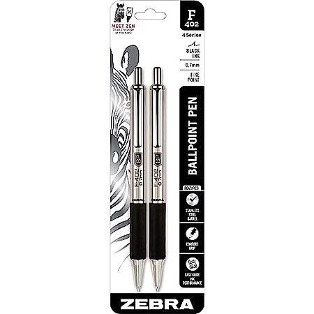 $4.84: 2-Pack Zebra Pen F-402 Retractable Ballpoint Pen, Stainless ...