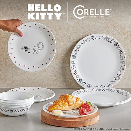 $49.99: 12-Piece Corelle Vitrelle Hello Kitty Dinnerware Set at Amazon