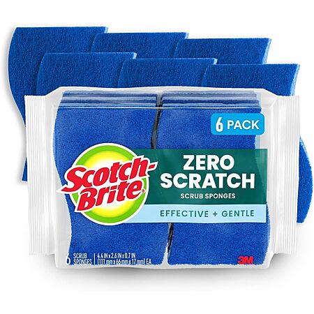 6-Pack Scotch-Brite Zero Scratch Scrub Sponges - 2025-08-28