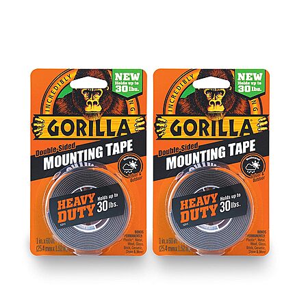 2-Pack 60" Gorilla Heavy Duty Double Sided Mounting Tape (Black) - 2025 ...