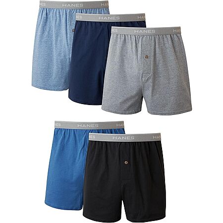 Prime Members: 5-Pack Hanes Men's Exposed Waistband Knit Boxers ...