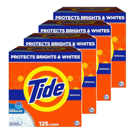 [S&S] $56.88: 4 × 143-Oz Tide Powder Laundry Detergent (Original, 125 ...