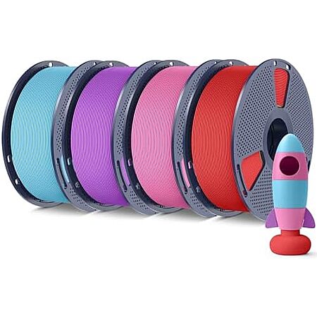 4-Pack 1kg SUNLU Matte PLA 3D Printer Filaments (Red, Pink, Purple ...