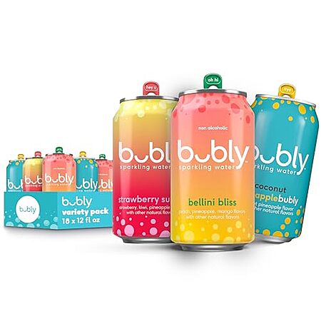 18-Pack 12-Oz bubly Sparkling Water (Bellini Bliss 3-Flavor Variety Pack) - 2025-10-15