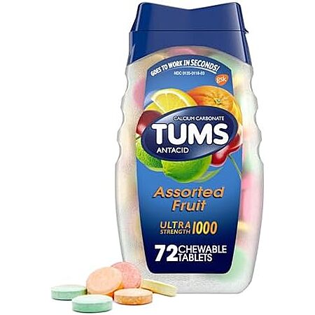 72-Count TUMS Ultra Strength 1000 Antacid Tablets (Assorted Fruit ...