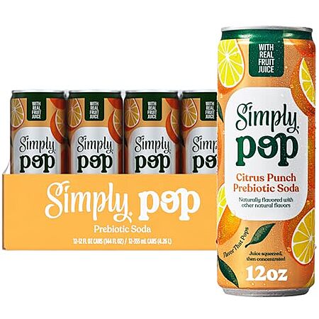 12-Pack 12-Oz Simply POP Prebiotic Soda (Citrus Punch) - 2025-11-05