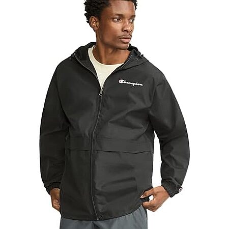 Champion Men's Stadium Full-Zip Wind & Water-Resistant Jacket (Black ...