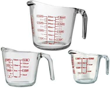 3-Piece Anchor Hocking Glass Measuring Cups Set (1-Cup, 2-Cup, & 4-Cup ...