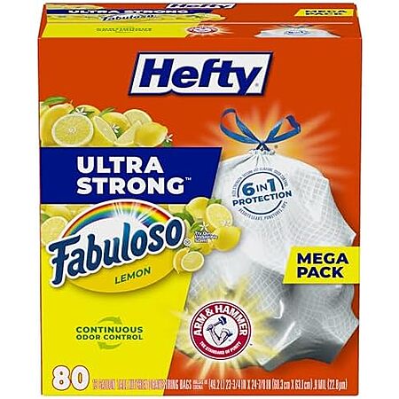 [S&S, AC] $9.29* | 80-Count Hefty Ultra Strong Tall Kitchen 13 Gallon ...