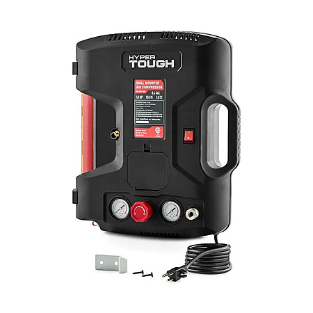 Hyper Tough 0.6-Gallon Oil Free Wall-Mount Air Compressor, 150 PSI $119 ...