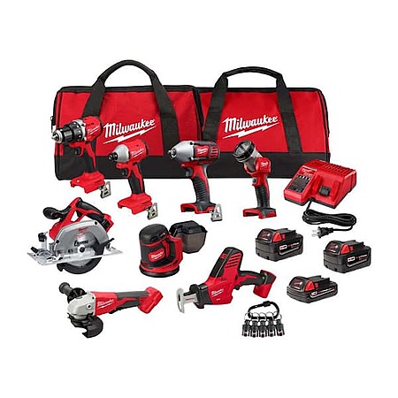 Milwaukee M18 18V Cordless Lithium-Ion 8-Tool Combo Kit w/ 3 Batteries ...