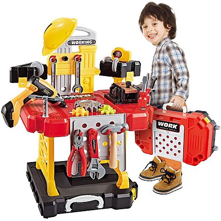 Toy Choi's 83 Pieces Kids Construction Toy Workbench for Toddlers Kids ...