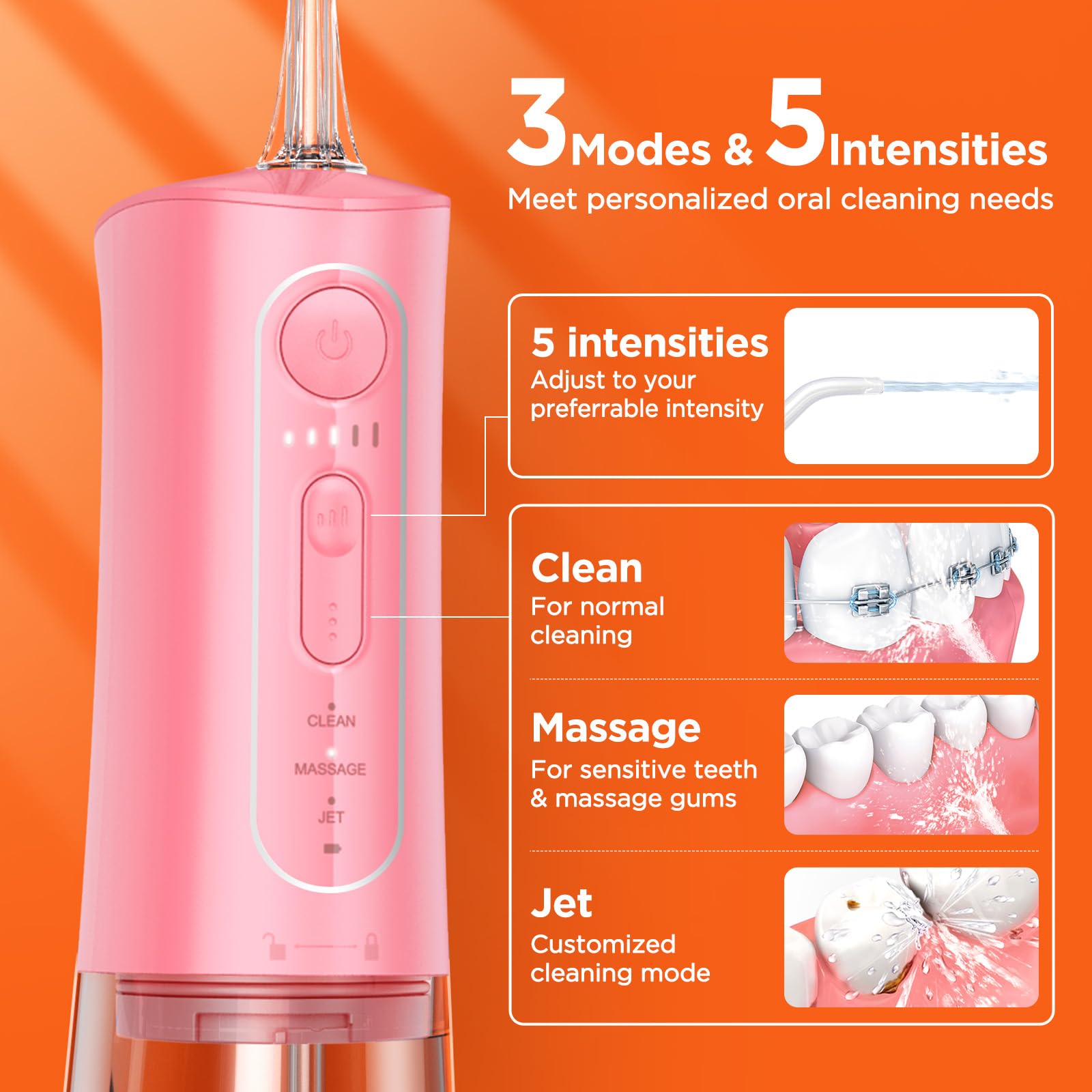 Bitvae C5 Cordless Oral Irrigator Portable Water Flosser (Quartz Pink ...