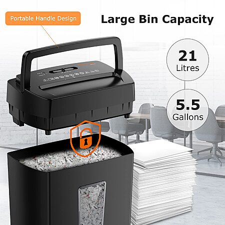 Bonsaii 12-Sheet Cross Cut Paper Shredder, 5.5 Gal Home Office Heavy ...