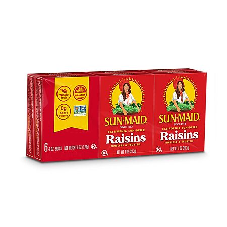 Sun-Maid California Sun-Dried Raisins - (6 Pack) 1 oz Snack-Size Box $1 ...