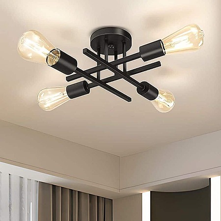 $35.97 HOME DEPOT TOZING 16 In. Black Farmhouse Semi-Flush Mount ...