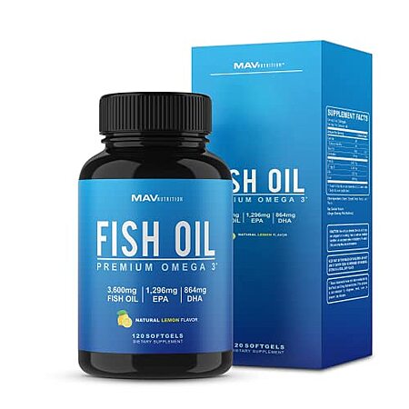 MAV NUTRITION Omega-3 Fish Oil Supplement 3600 mg (120 count) $13.49 ...